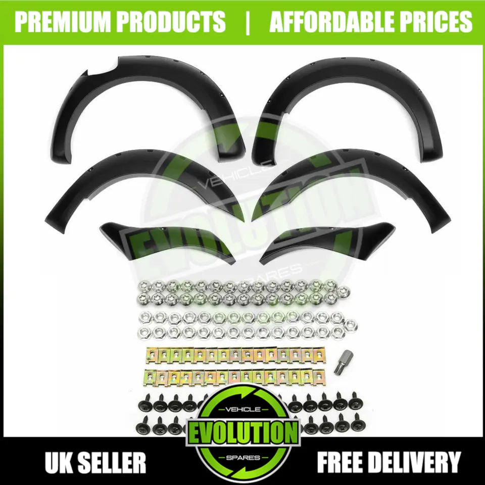 BLACK WIDE BODY WHEEL ARCH ARCHES & DOOR CLADDING TO FIT FORD RANGER T ...